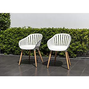 Brampton Chiavari Outdoor Chairs Set of 2 | Teak Finish Legs | Perfect for Patio, White
