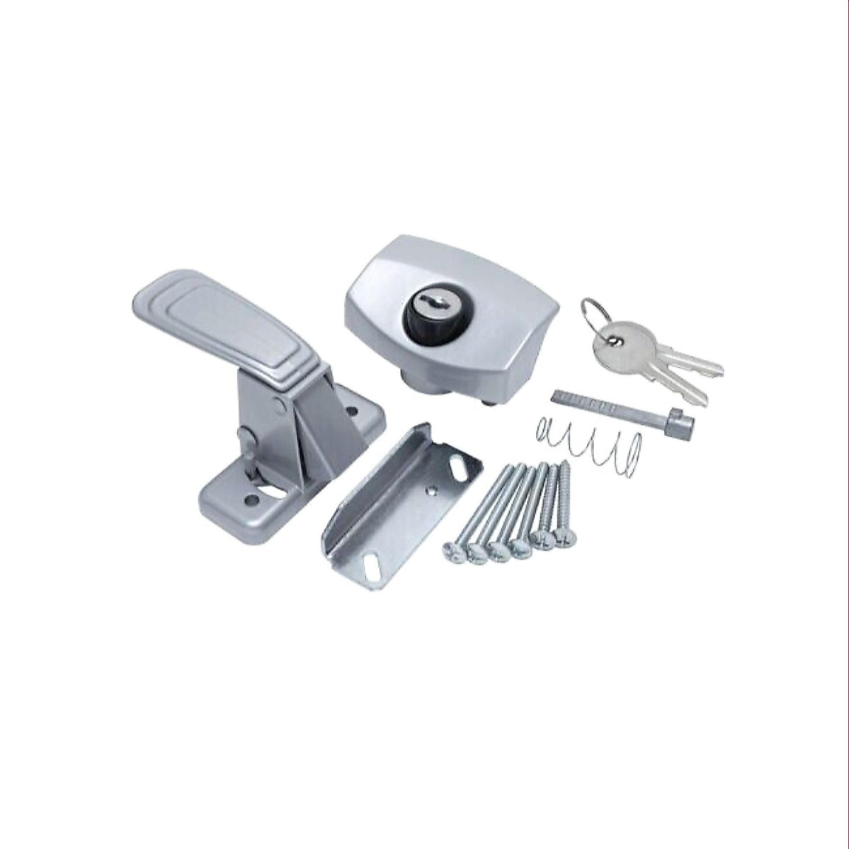 Camper Locking Entry Door Handle. Silver Lock Latch Pop Up RV Trailer