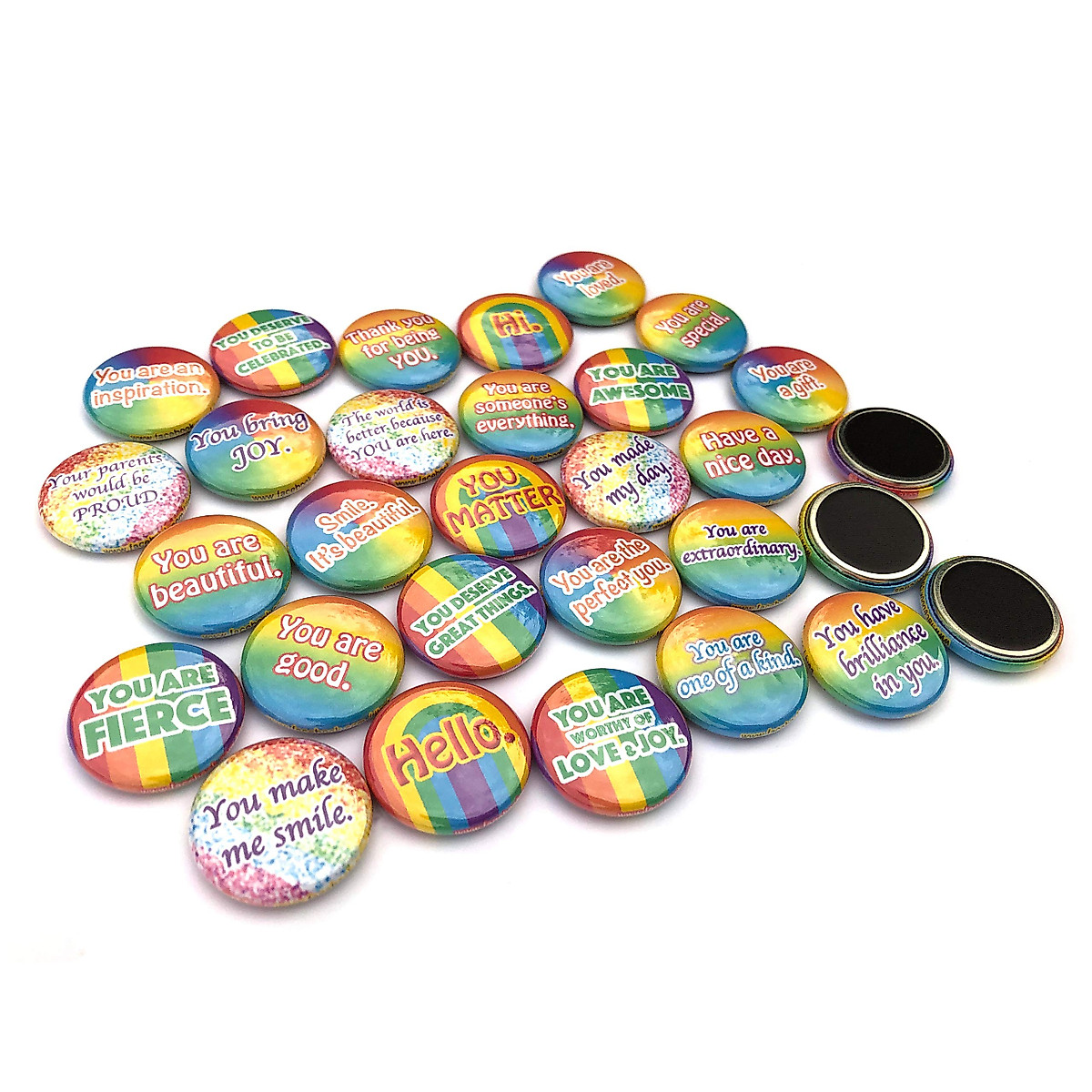 Love Saves Lives Mini Magnets - Rainbow Edition (1" Magnets, 30 Piece Set)