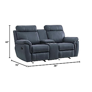 Lexicon Valois Double Glider Reclining Loveseat, Blue