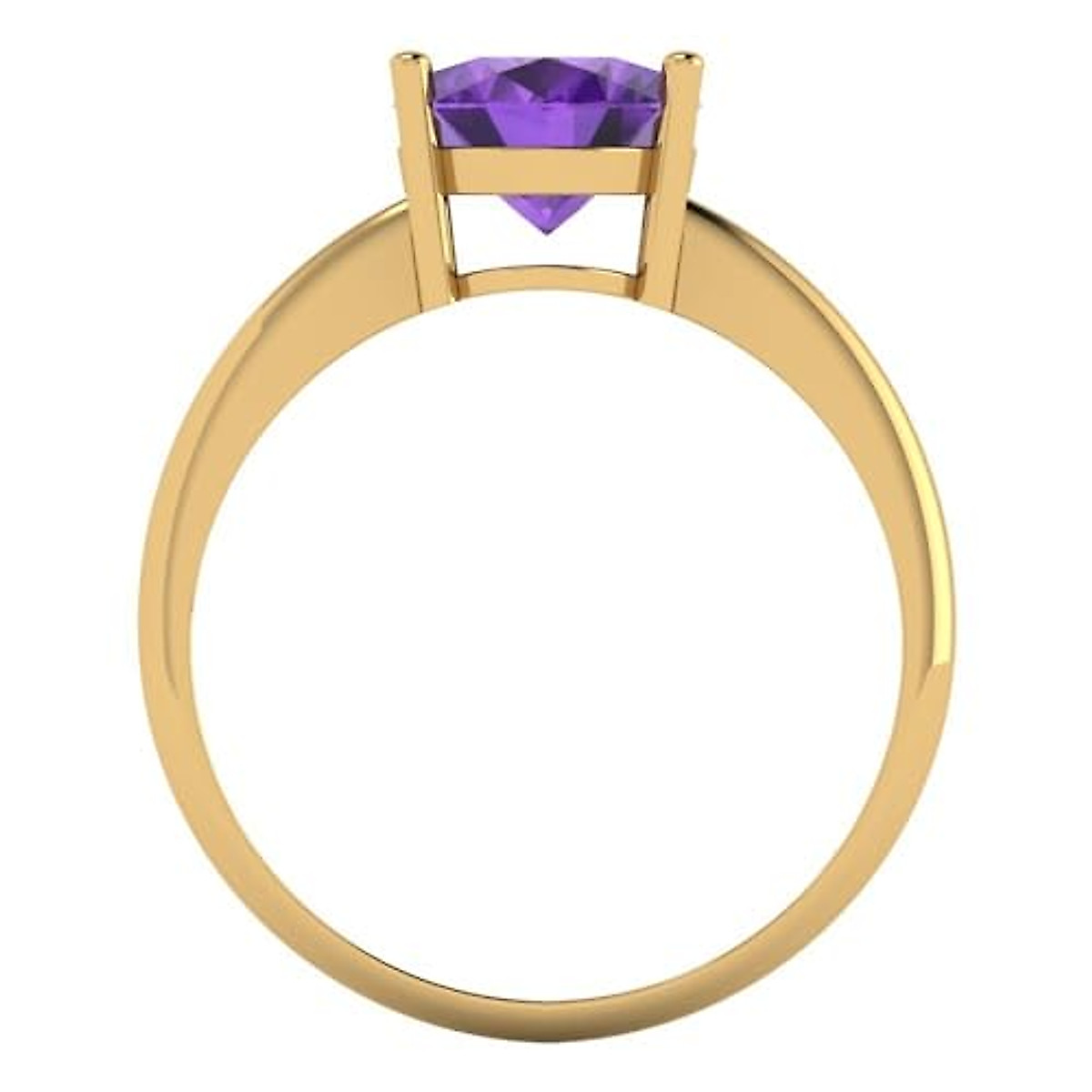 Clara Pucci 2.5ct Oval Cut Solitaire Natural Purple Amethyst Engagement Bridal Promise Anniversary Ring 18K Yellow Gold Size 3.75