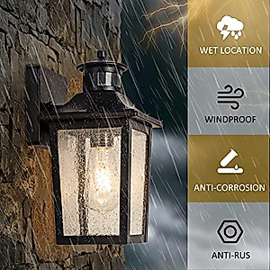 FILIYANO Motion Sensor Outdoor Wall Light - Black Dusk to Dawn Outdoor Lighting, LED Waterproof Exterior Light Fixture, Modern Porch Light Outside Wall Mount for House Patio Garage Garage, Anti-Rust