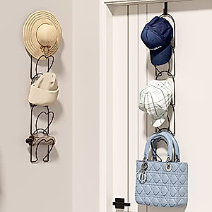 LINFIDITE 10 Pack Hat Rack Hanger Holder Organizer Closet Hanging Baseball Cap Display Storage Rack Wig Rack Over Door Wall Mounted for Scarves Handbags Towels Clothes Ties w Hanging Hook Black