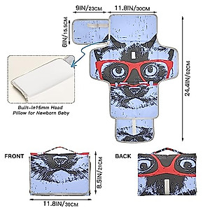 Cat Portable Baby Changing Pad Diaper Changing Table Pads Foldable Travel Changing Mat with Built-in Pillow for Newborn Essentials Baby