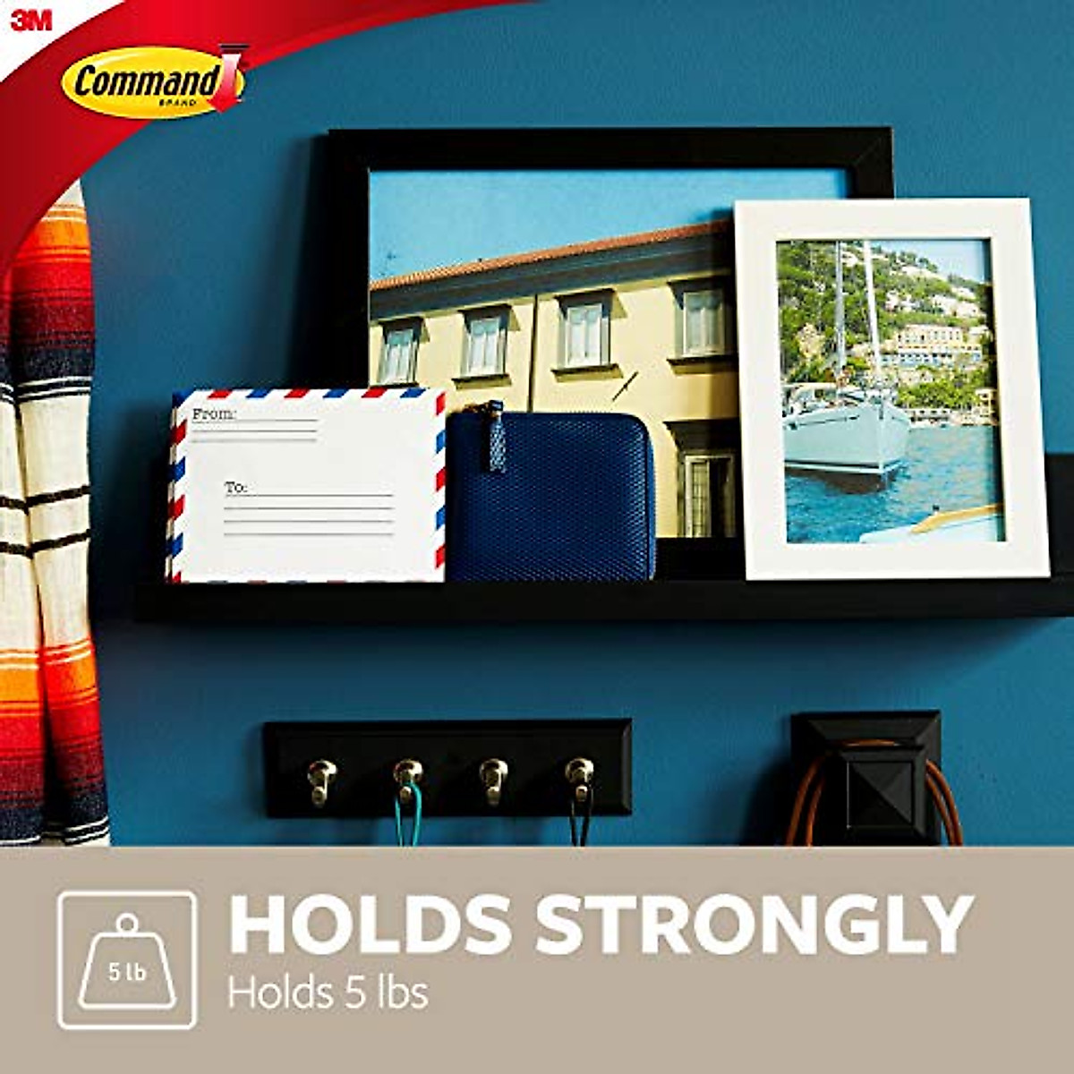 Command Picture Ledge, Damage Free Hanging Floating Shelf with Adhesive Strips, No Tools Picture Hanger for Displaying Home Photographs, 1 Ledge and 10 Command Strips