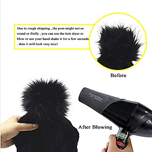 Knit Balaclavas Pom Beanie Hat Scarf Set for Womens Mens Winter Ski Hat Slouchy Skull Cap with Fleece Lined Black