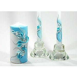 Magik Life Unity Candle Set for Wedding - Wedding Accessories for Reception and Ceremony - Decorative Pillars Teal