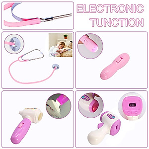 Gifts2U Doctor Kit for Toddlers 3-5, Medical Pretend Play Toys with Gift Case, 42 Piece Dentist Playset Kit for Kids,for Christmas Birthday Gift(Pink)