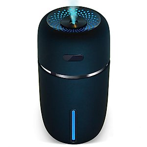 Compact Ultrasonic Humidifier - USB Mini Humidifier for Office, Desktop - Personal Air Humidifiers for Bedroom Kids, Baby - Car humidifier for travel - 200 Ml Vaporizers with 7 Colors Led Light.