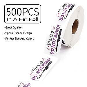 Wailozco Please Do Not Bend Stickers,Thank You Stickers,Handmade Stickers,Small Shop Stickers,Envelopes Stickers for Small Business, Online Retailers,Handmade Goods,500 Labels Per Roll
