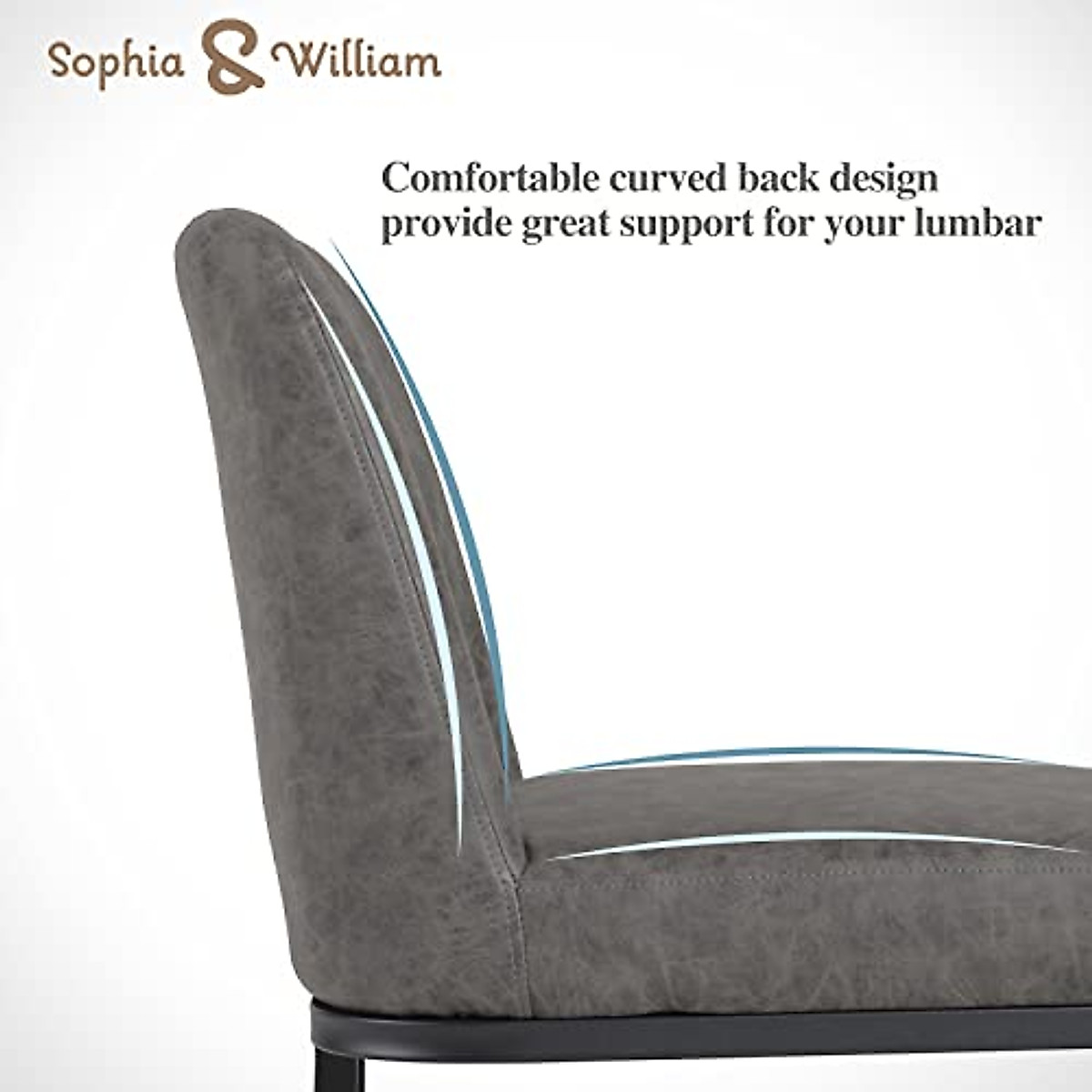 Sophia & William Counter Stools Set of 4,Counter Height 24" Bar Stools for Kitchen Island, Modern Bar Stools with Back, PU Leather Counter Stools Upholstered Bar Chair,Supports 300lbs,Dark Grey