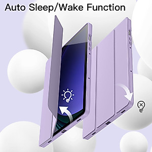 JETech Case for Samsung Galaxy Tab S9 11 Inch with S Pen Holder, Soft TPU Tri-Fold Stand Protective Tablet Cover, Support S Pen Charging, Auto Wake/Sleep (Light Purple)