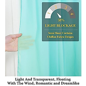 Chiffon Backdrop Curtain 96 Inches Long Sheer Curtains Mint Green Chiffon Fabric Drapes for Parties Voile Curtains 2 Panels 29"x96" Mint Sheer Photography Backdrop Drapes