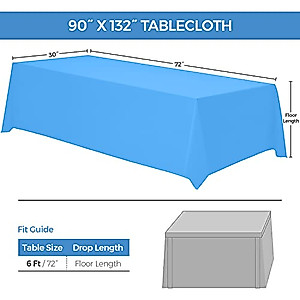 Classic White Tablecloth 90x132 - White Table Clothes for 6 Foot Rectangle Tables, Stain and Wrinkle Resistant Washable Fabric [2 Pack]