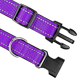 Joytale Reflective Dog Collar,Soft Neoprene Padded Breathable Nylon Pet Collar Adjustable for Medium Dogs,Purple,M