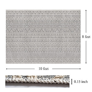 8x10 Area Rugs for Living Room Machine Washable Rug Woven Textured Neutral Boho Rug Ultra Soft Moroccan Carpet Ideal for Bedroom Dining Room Dorm Playroom Office, Bluish Grey