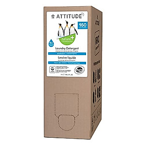 ATTITUDE Laundry Detergent, EWG Verified, Plant and Mineral-Based Formula, HE Compatible, Vegan and Cruelty-free Household Products, Wildflowers, Bulk Refill, 160 Loads, 135.26 Fl Oz