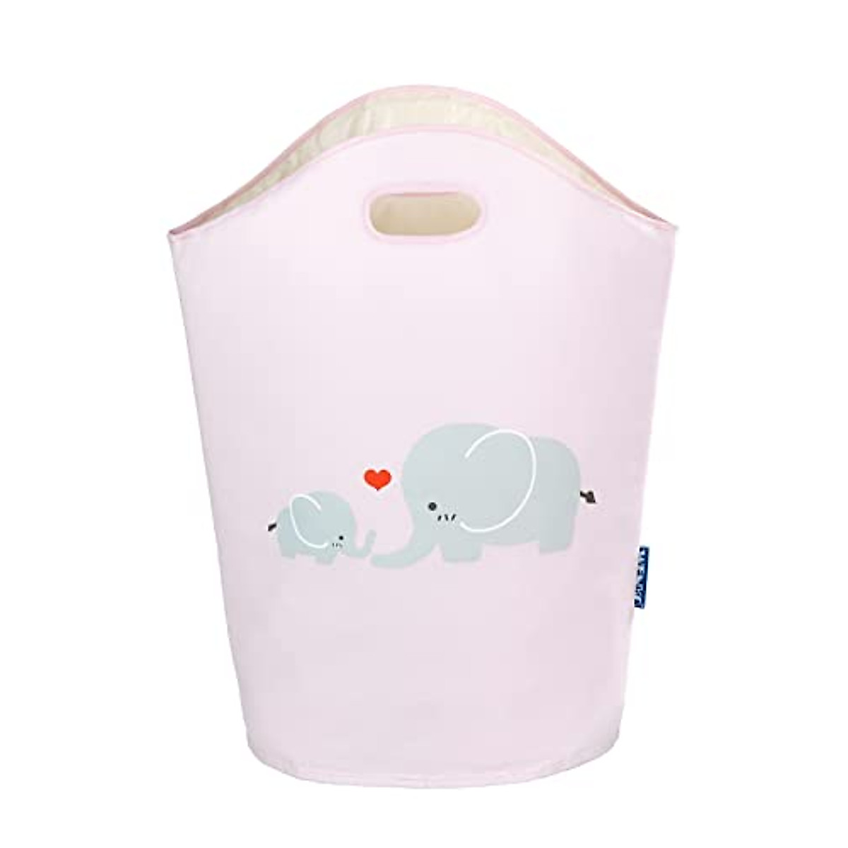 WENKO Kids Laundry Hamper, Baby Hamper for Nursery, Baby Basket for Dirty Clothes, Elephant Nursery Hamper, Toy Basket with Handles, Pink Laundry Bin, 15.7 x 20.5 x 7.9 inch