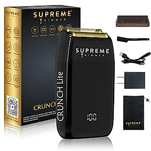 SUPREME TRIMMER Foil Shaver STF600 | Men's Electric Razor for Men (60 Min Runtime) Mens Head Shaver Barber use | Crunch Lite Black