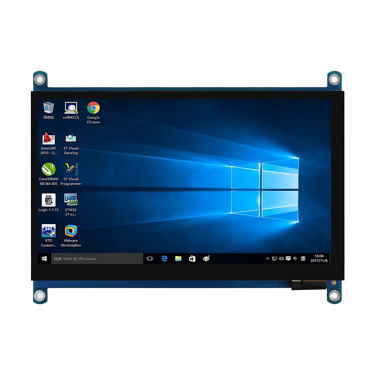 TOP1 7 inch QLED Quantum Dot Display Capacitive Touch Screen Monitor 1024×600 G+G Toughened Glass Panel for Raspberry Pi/Jetson Nano/Game Console, 7HP-CAPQLED