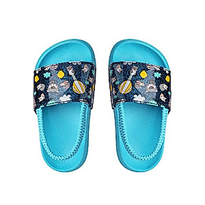 DREAM PAIRS Toddler Boys Girls Slip on Slide Sandals Kids Outdoor Summer Beach Water Shoes Slippers KAS211,Blue,Size 9-10 Toddler