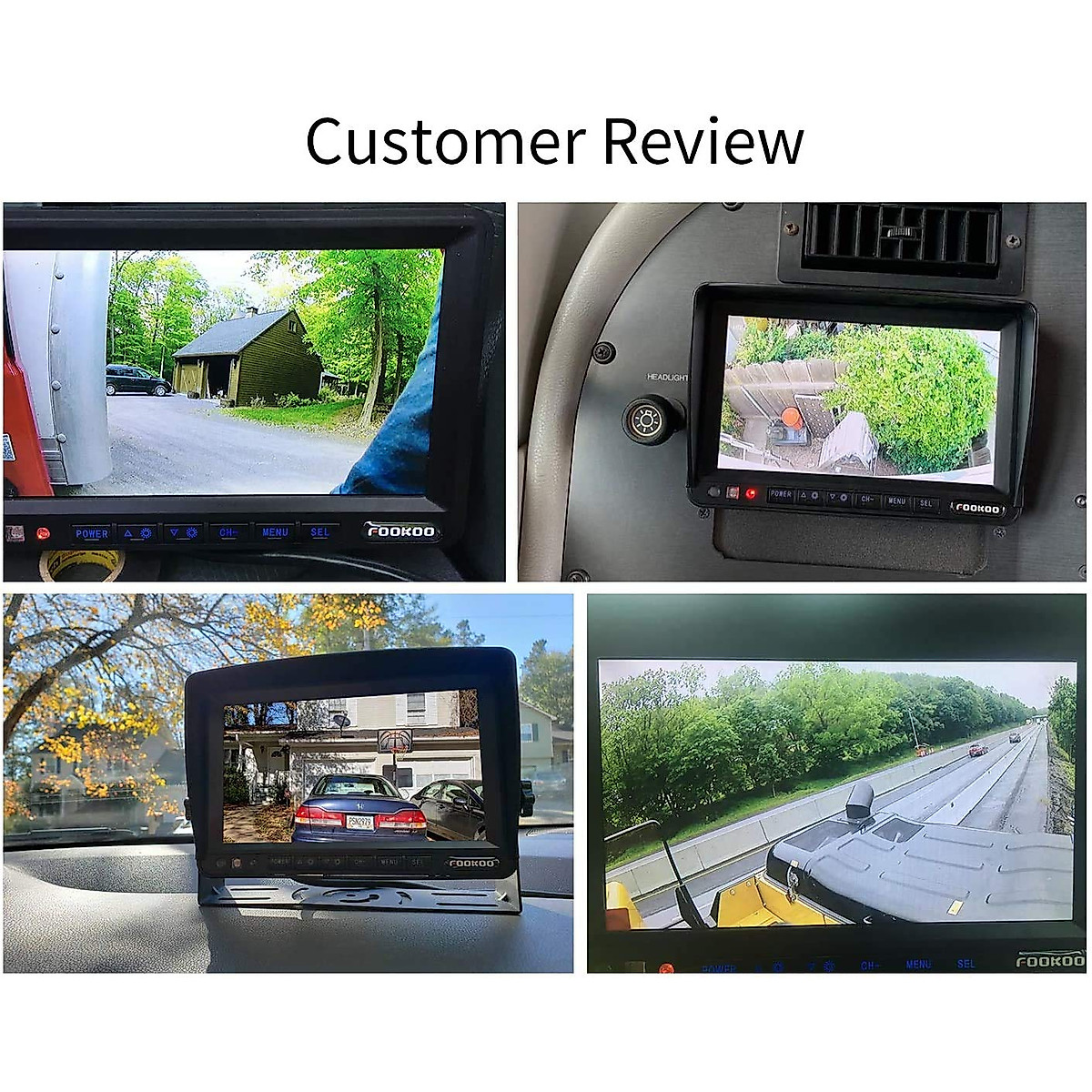 Fookoo Ⅱ HD 1080P 9" Wired Backup Camera System, 9-inch DVR Dual Split Screen Monitor, IP69 Waterproof Rear View Camera for Truck/Trailer/Box Truck/RV, Loop Record, Parking Lines (DY912)