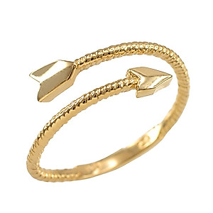 10k Yellow Gold Twisted Rope Band Double Arrow Wrap Ring (Size 7.5)