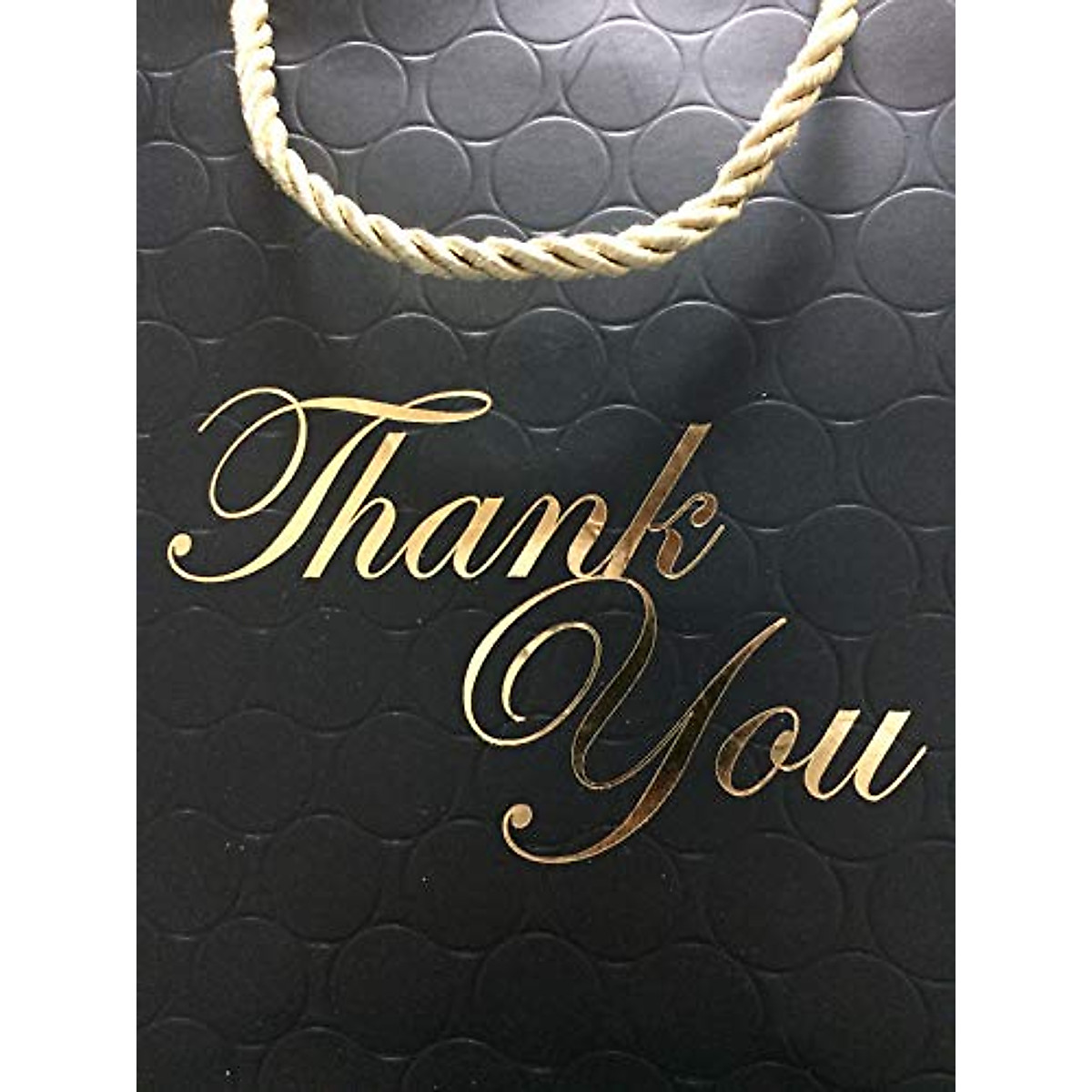 MODEENI 12 Black Thank You Bags with Handles 8x10 Gold Foil Medium Thank U Paper Gift Bags Luxury Event Shopping 8x5x10 Premium Quality Cute Matte Modern Embossed Birthday Merchandise Clothing Business Store Wedding Guests