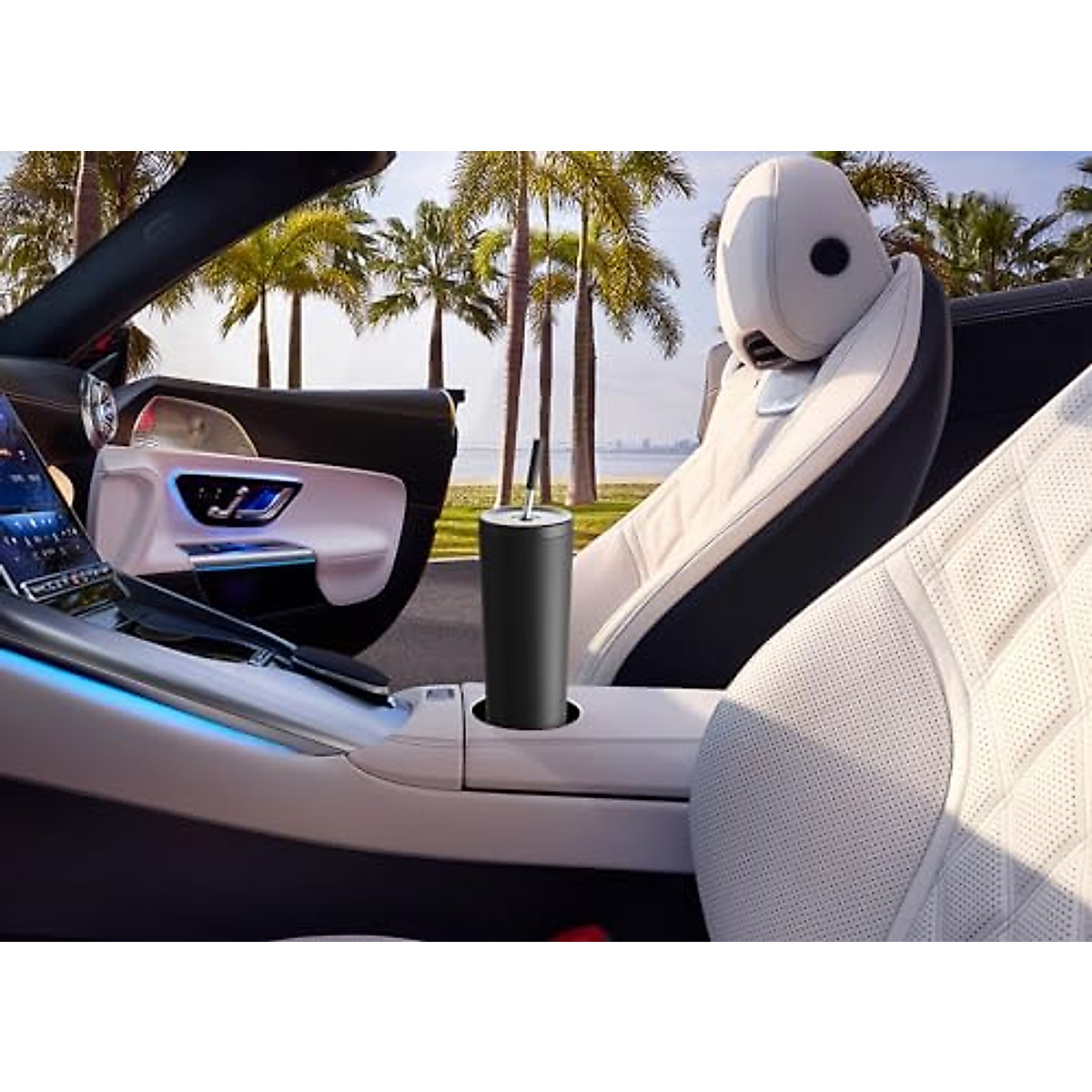 Meoky 30 oz Insulated Tumbler with Lid and Straw, Stainless Steel Vacuum Insulated Tumbler, Keeps Cold for 24 Hours, 100% Leak Proof, Fits in Car Cup Holder (Night)