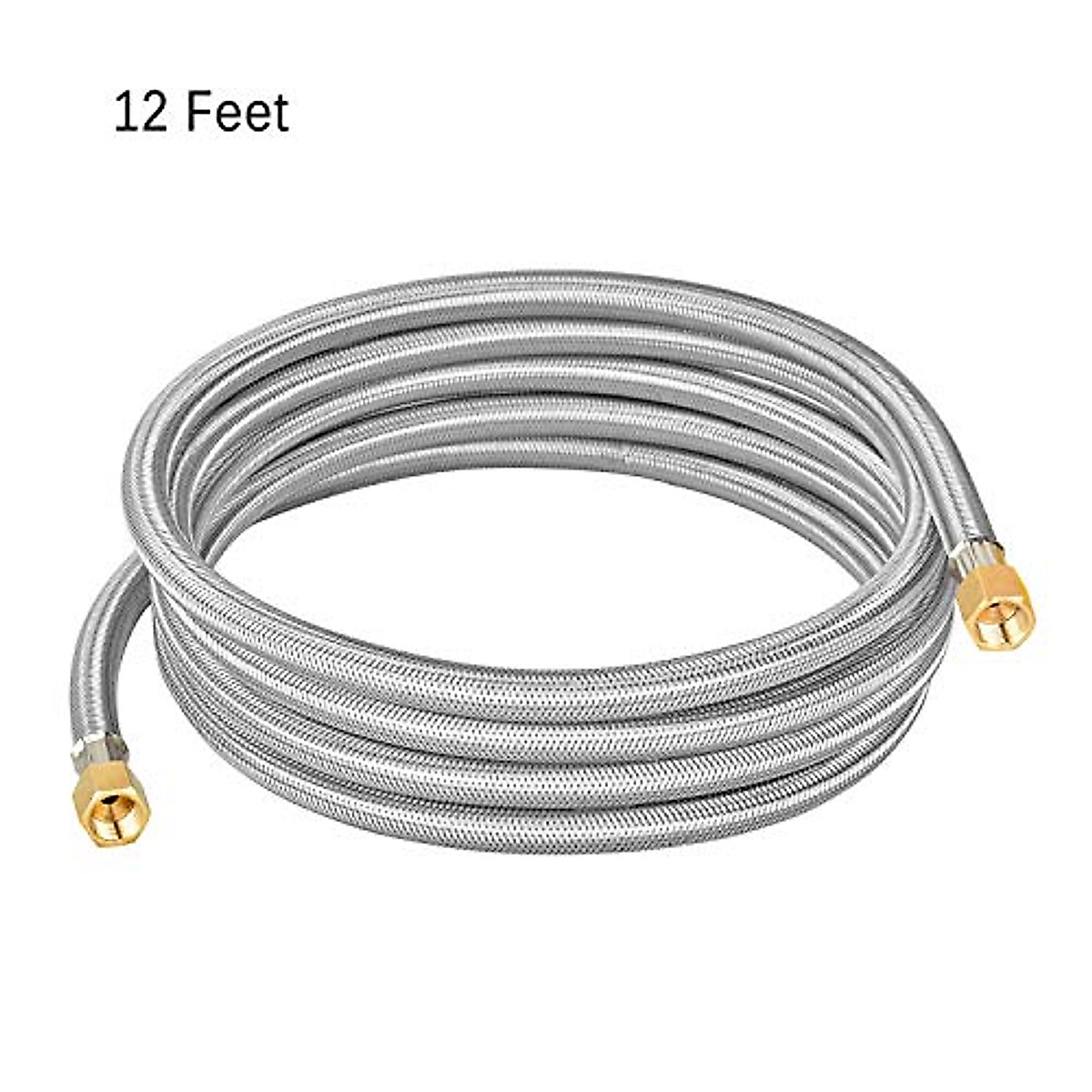 only fire 12 Ft Propane Hose Extension with 3/8" Female Flare on Both Ends, Stainless Braided Propane Gas Line Pipe for RV, Gas Grill, Fire Pit, Heater,Propane Tank,etc.