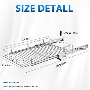 Tksrn Pull Out Cabinet Organizer(12" W x 21" D),Cabinet Drawers Slide Out Shelves for Kitchen,Under Sink Organizer Storage for Cabinet in Home, Pantry, Bathroom（NEED 13" W and 22" D Cabinet）