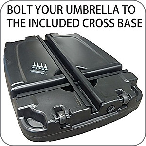 EasyGoProducts Universal Offset Umbrella Base Weight Capacity - Plastic Weighted Stand with Water or Sand, Black, 60 L