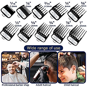 Premium Clipper Guards Fit for Wahl, Professional Hair Cutting Guides Combs Attachment with Metal Clip, 10 Cutting Lengths Guards Set Compatible with Most Wahl Clippers