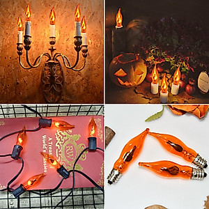 PASUTO 12 Pack C7 Flickering Flame Light Bulbs Orange Flame Light Bulbs - E12 Flickering Flame Bulb, Ideal as Christmas Halloween Candle Light Bulbs & Replacement Bulbs for String Lights,1W, 120V