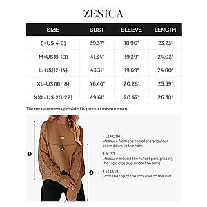 ZESICA Women's 2023 Fall Long Sleeve Crew Neck Solid Color Cable Knit Chunky Casual Oversized Pullover Sweater Tops,Camel,Large