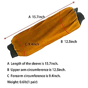 VIDAYA Leather Welding Work Sleeves for Men, Welding Safety Arm Protection Sleeves, Fire Resistant, Heat and Abrasion Resistant Welder Protective Arm Covers (1 Pair)