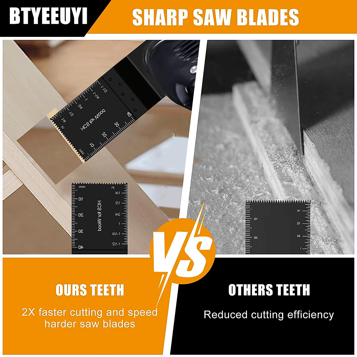 BTYEEUYI Oscillating Tool Blade, 94 Pcs Oscillating Saw Blades with Sandpaper,Quick Release Multitool Blades for Wood Plastics Metal Cutting, Compatible with Dewalt Ryobi Milwaukee Rockwell Dremel