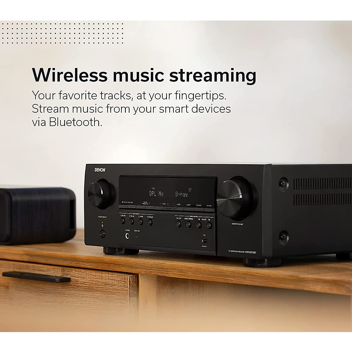 Denon - AVR-S570BT Receiver, 5.2 Channel, 8K Ultra HD Audio and Video, Home Theater System, Built-in Bluetooth and USB - Black | Includes Kwalicable Micro SD Card & Cleaning Cloth