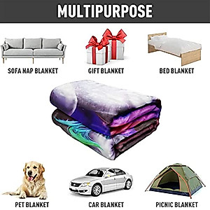 YISUMEI Warm Soft Cozy Plush Throw Fleece-Flannel Blanket 60"x80" Beautiful Unicorn Rainbow Nebula Moon
