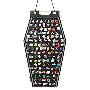 PACMAXI Hanging Brooch Pin Storage Organizer, Hexagon Style Enamel Lapel Pin Holder, Holds Up To 120 Pins(Black)