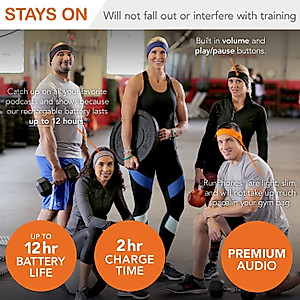 RunPhones New AcousticSheep Wireless | Bluetooth Headphones for Running, Exercise & More | Flat Speakers | Rechargeable Battery Lasts Up to 12 Hours (Small, Swift Black)