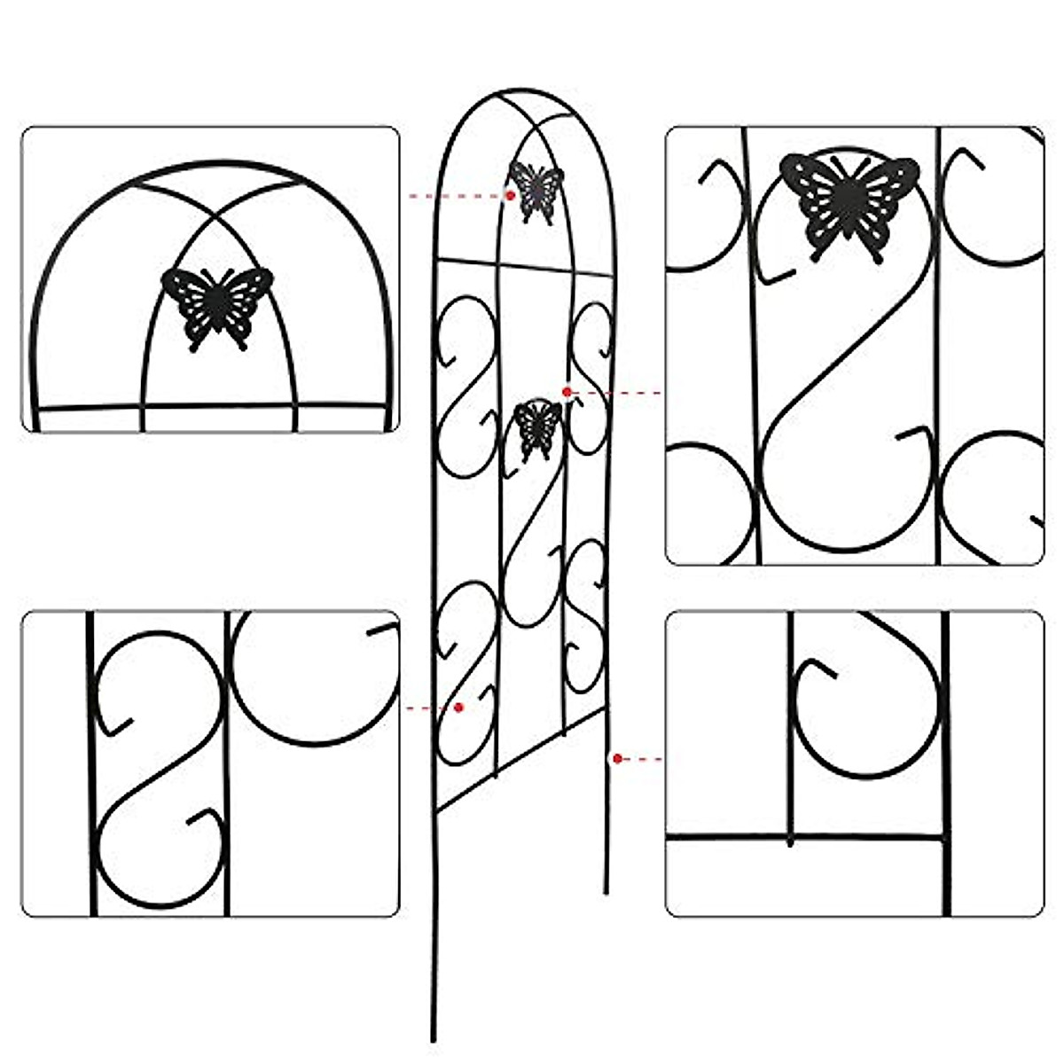 Amagabeli 4 Pack Garden Trellis for Climbing Plants 60" x 18" Rustproof Sturdy Black Iron Trellis for Potted Plant Support Butterfly Metal Trellis for Climbing Roses Vine Flower Cucumber Clematis GT02