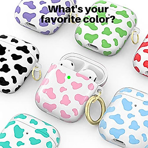 NIUTRENDZ Cute Cow Print Case for AirPods Case Cover IMD Design Hard TPU Shockproof [Front LED Visible] [Wireless Charging] Protective Skin Compatiable with AirPods 2&1 (Pink)
