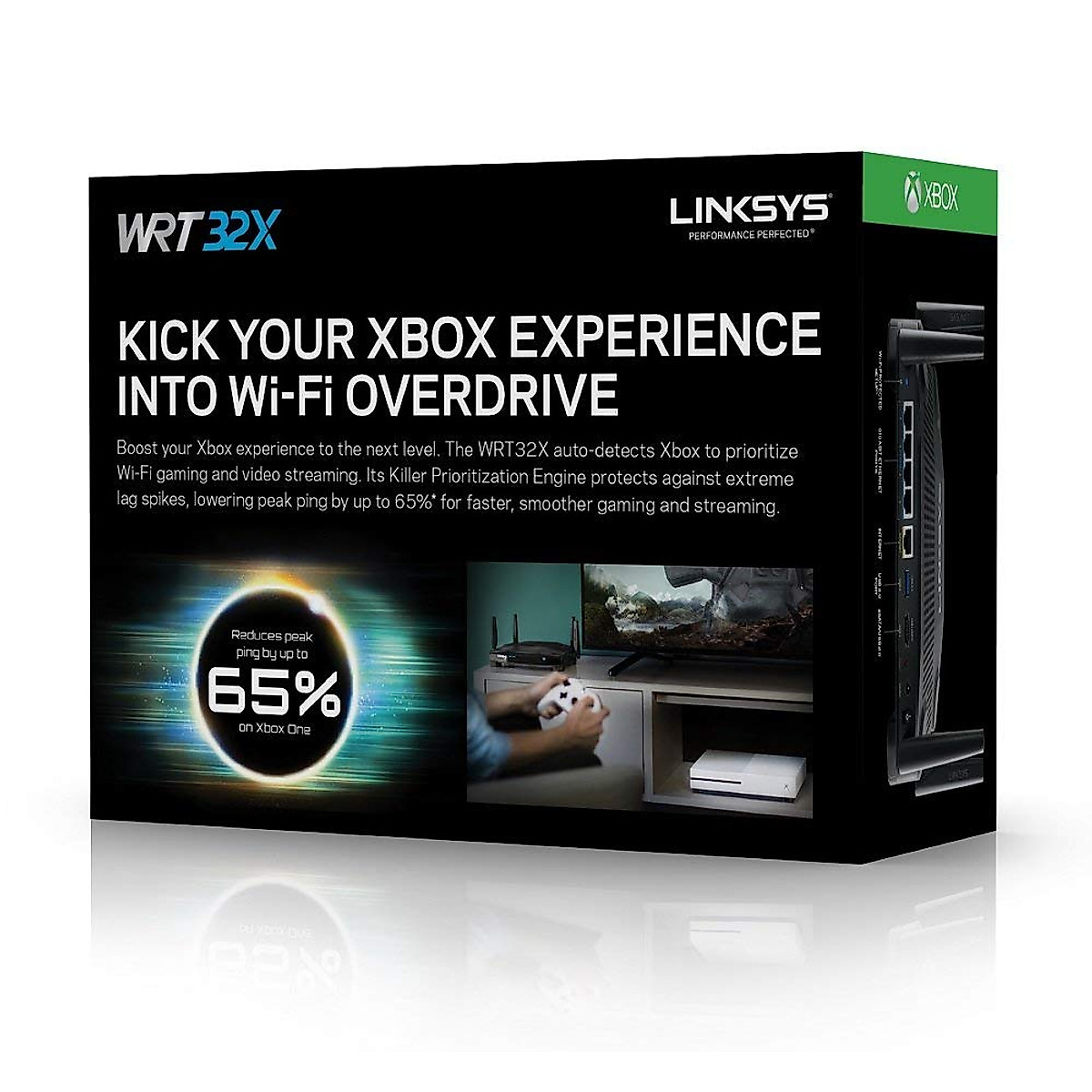 Linksys WRT Gaming WiFi Router Optimized for Xbox, Killer Prioritization Engine to Reduce Peak Ping and Latency, Dual Band, 4 Gigabit Ports, AC3200 (WRT32XB)