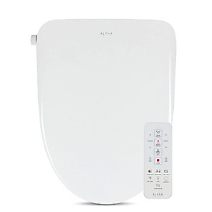 ALPHA BIDET JX2 Elongated Bidet Toilet Seat Bundle with UX Pearl Elongated Bidet Toilet Seat, Endless Warm Water, LED Nightlight, Stainless Steel Nozzle