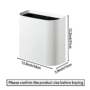 Trash Can for Bathroom 2.3 Gal Wastebasket Office Garbage Can Slim Rectangular Waste Bin for Kitchen Bedroom (White)