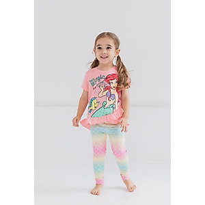 Disney Princess Ariel Toddler Girls Crossover T-Shirt and Leggings Outfit Set Pink 4T