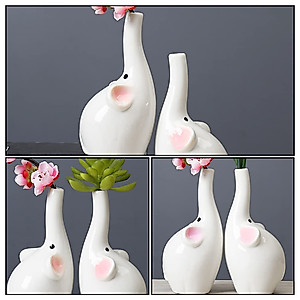 BESPORTBLE Cartoon Elephant Vase Flower White Pot Ceramics Flower Pot Ceramics Ornament Ceramics Vase Indoor Vase Adornment White Vase Cartoon Vase Ornament Elephant Adornment