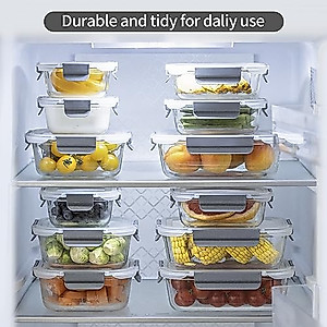 S SALIENT 24 Pieces Glass Food Storage Containers with Lids,Glass Meal Prep Containers Set with Locking Lids,Airtight Glass Lunch Container for Kitchen,BPA Free(12 Lids & 12 Containers)