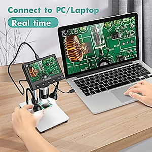 Elikliv EDM4S Coin Microscope for Error Coins, 4.3'' 1000X LCD Digital Microscope with Screen 720P USB Microscope Camera, 10 LED Fill Lights, Metal Stand, PC View, Compatible with Windows/Os